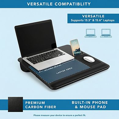 Home Office Lap Desk with Wrist Rest Mouse Pad and Phone Holder Black ...