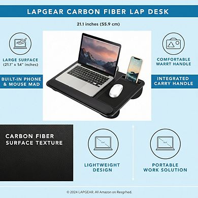Home Office Lap Desk with Wrist Rest Mouse Pad and Phone Holder Black ...