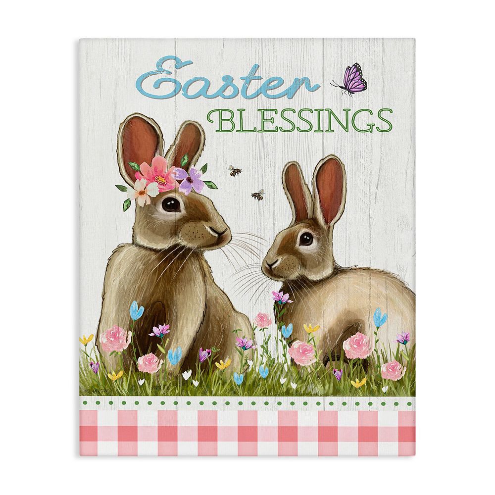 Stupell Home Decor Easter Blessings Spring Bunnies Wall Art