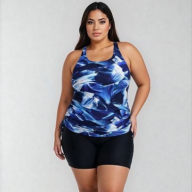 Women's Plus Maya Tankini Swim Top With Built-In Bra and Black Mid ...