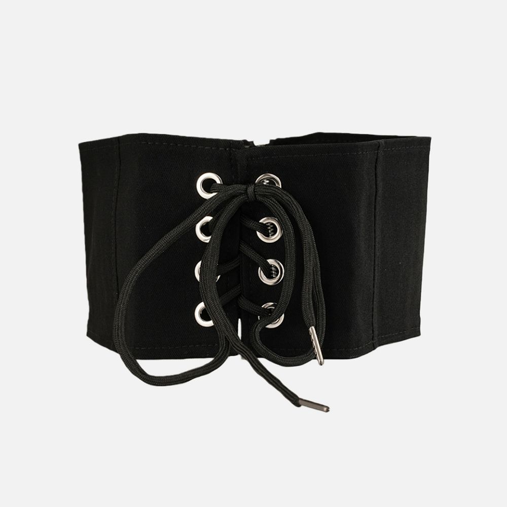 Women's Wide Lace-Up Waist Belt with Structured Panel Design and Corset ...
