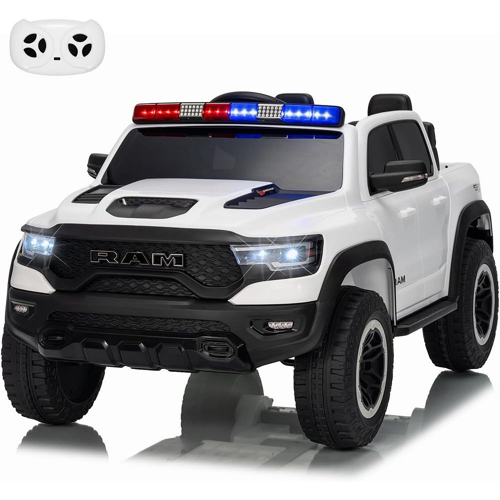 12V Licensed RAM 2-Seater Kids Ride On Police Truck, Electric Car w ...