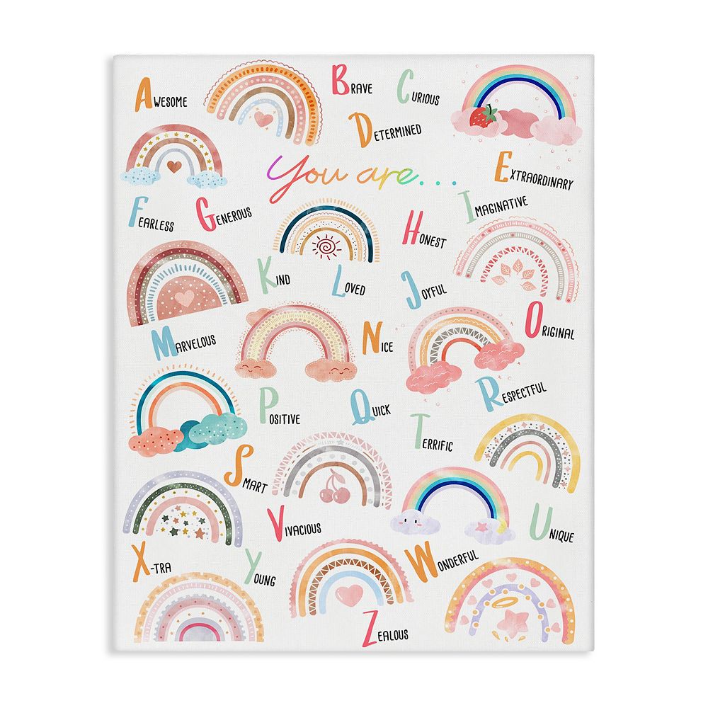 Stupell Home Decor Motivational Rainbow Alphabet Wall Art