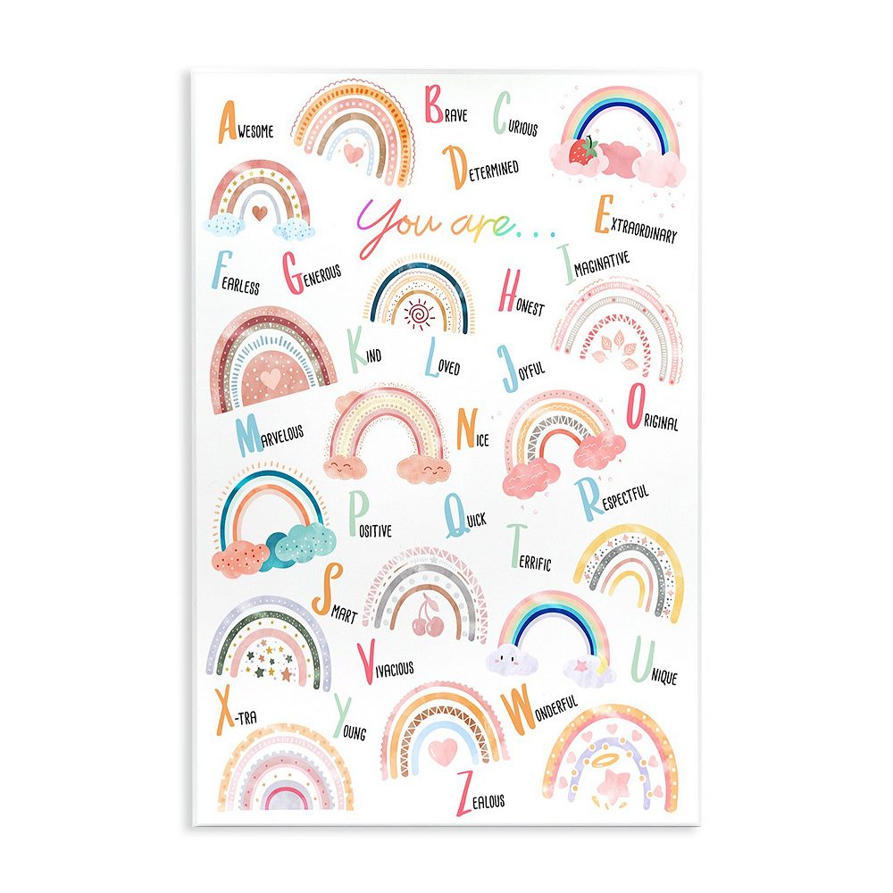 Stupell Home Decor Motivational Rainbow Alphabet Wall Art