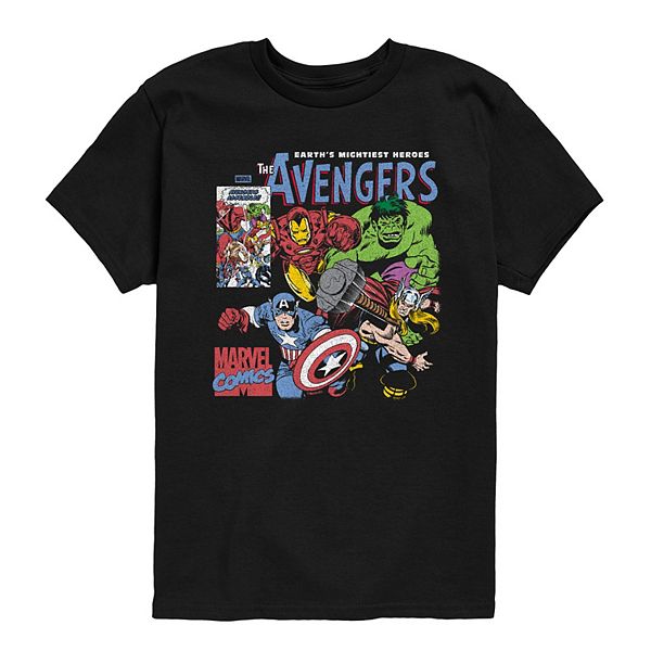 Boys 8-20 Marvel The Avengers Comic Panel Distressed Graphic Tee