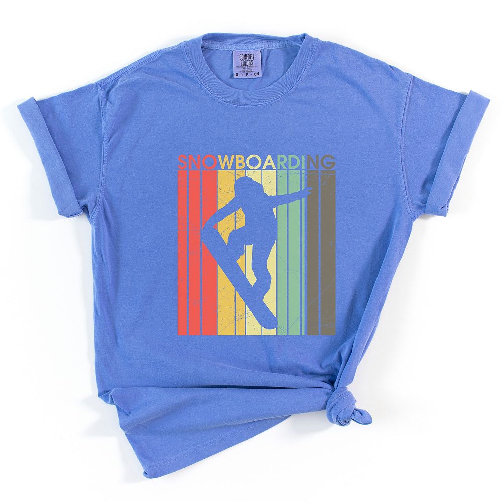 Snowboarding Silhouette Colorful Lines - Women's Garment Dyed Graphic T ...