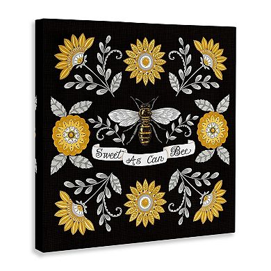 Stupell Home Decor Sweet as Can Bee Vintage Floral Canvas Wall Art