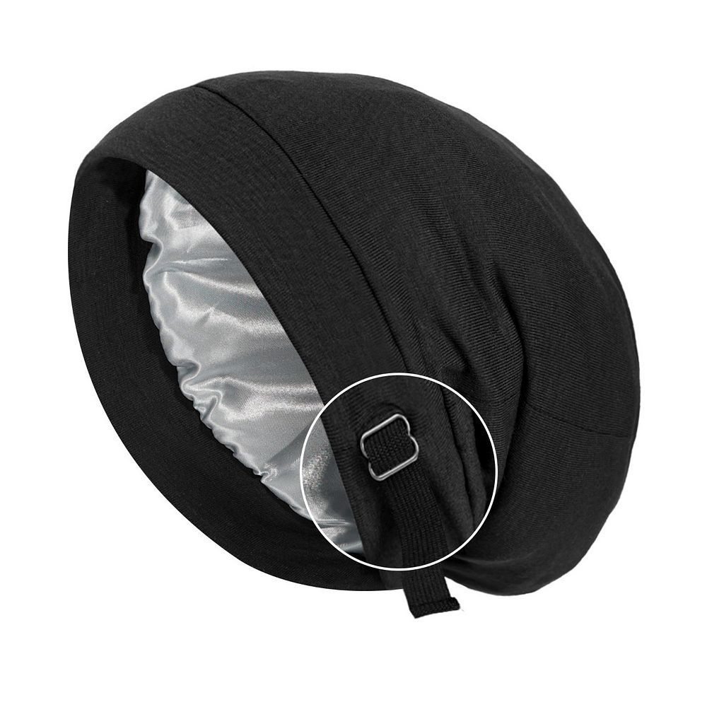 Women's Adjustable Satin-Lined Sleep Bonnet with Soft Stretch Fit and ...