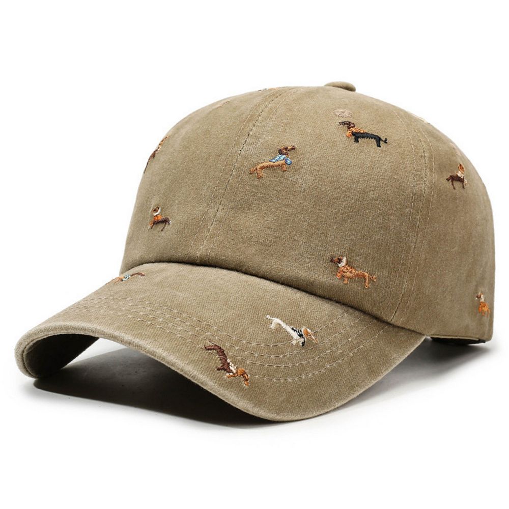 Embroidered Dog Baseball Cap with Curved Brim Soft Structured Crown and ...