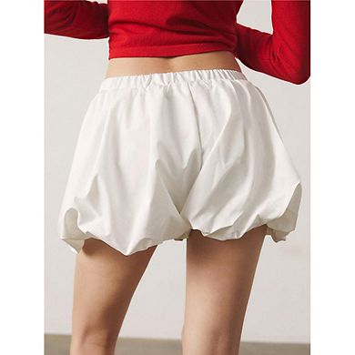 Women's Bubble Shorts High-Waisted Ruffled A-Line Casual Summer Shorts ...