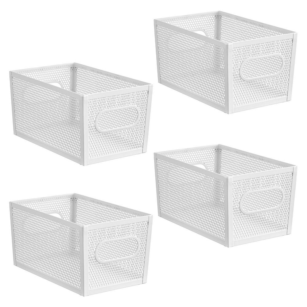 Perforated Metal Storage Bin with Handles for Kitchen and Pantry - Set ...