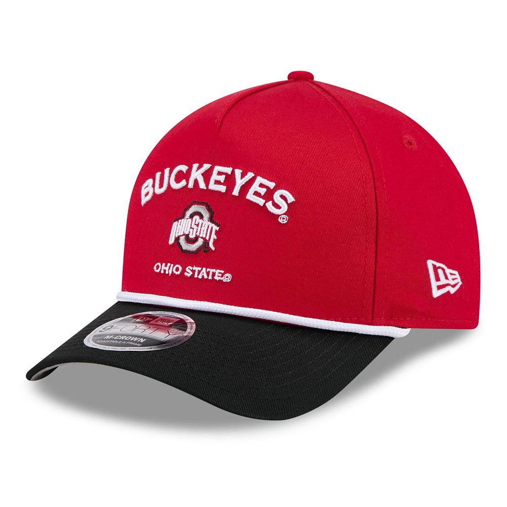 Men's New Era Scarlet Ohio State Buckeyes Two-Tone Rope 9FORTY A-Frame ...