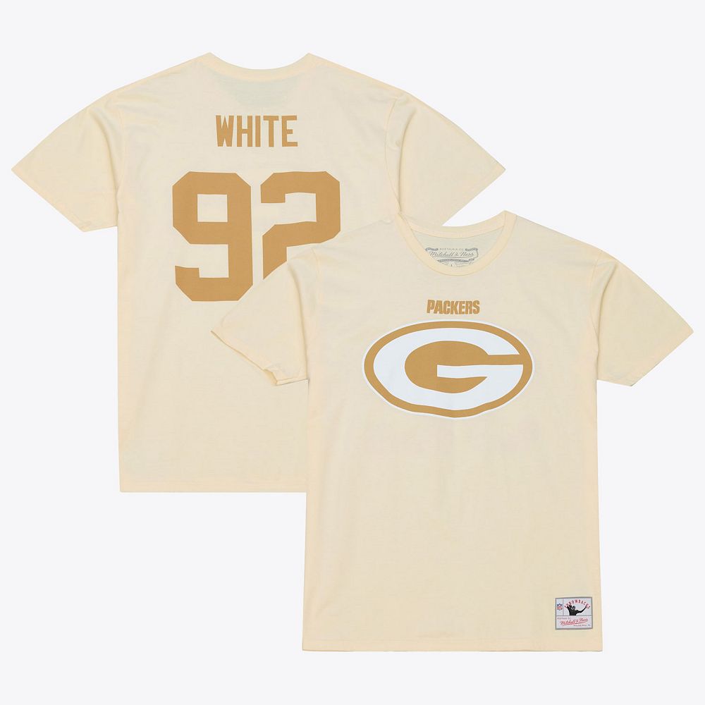 Men's Mitchell & Ness Reggie White Cream Green Bay Packers Sandman Name ...