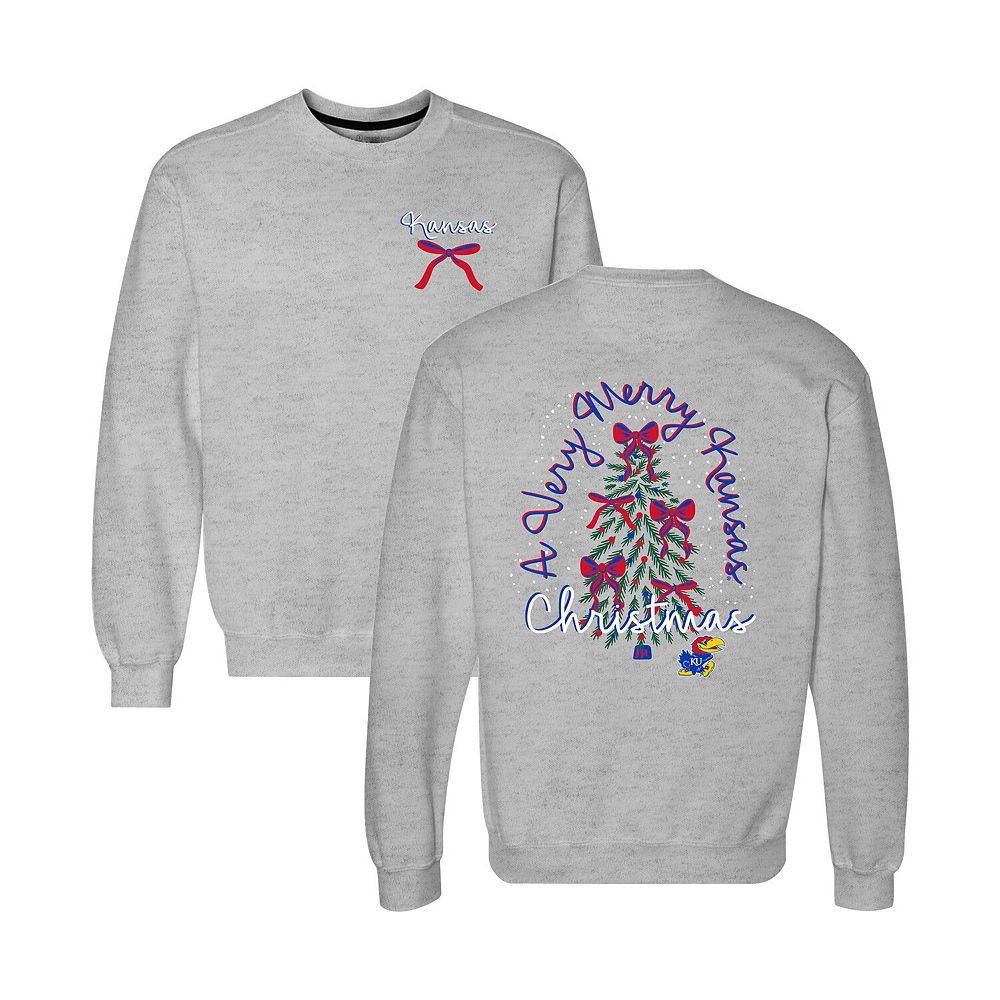 Women's Heather Gray Kansas Jayhawks Classic Merry Christmas Tree ...