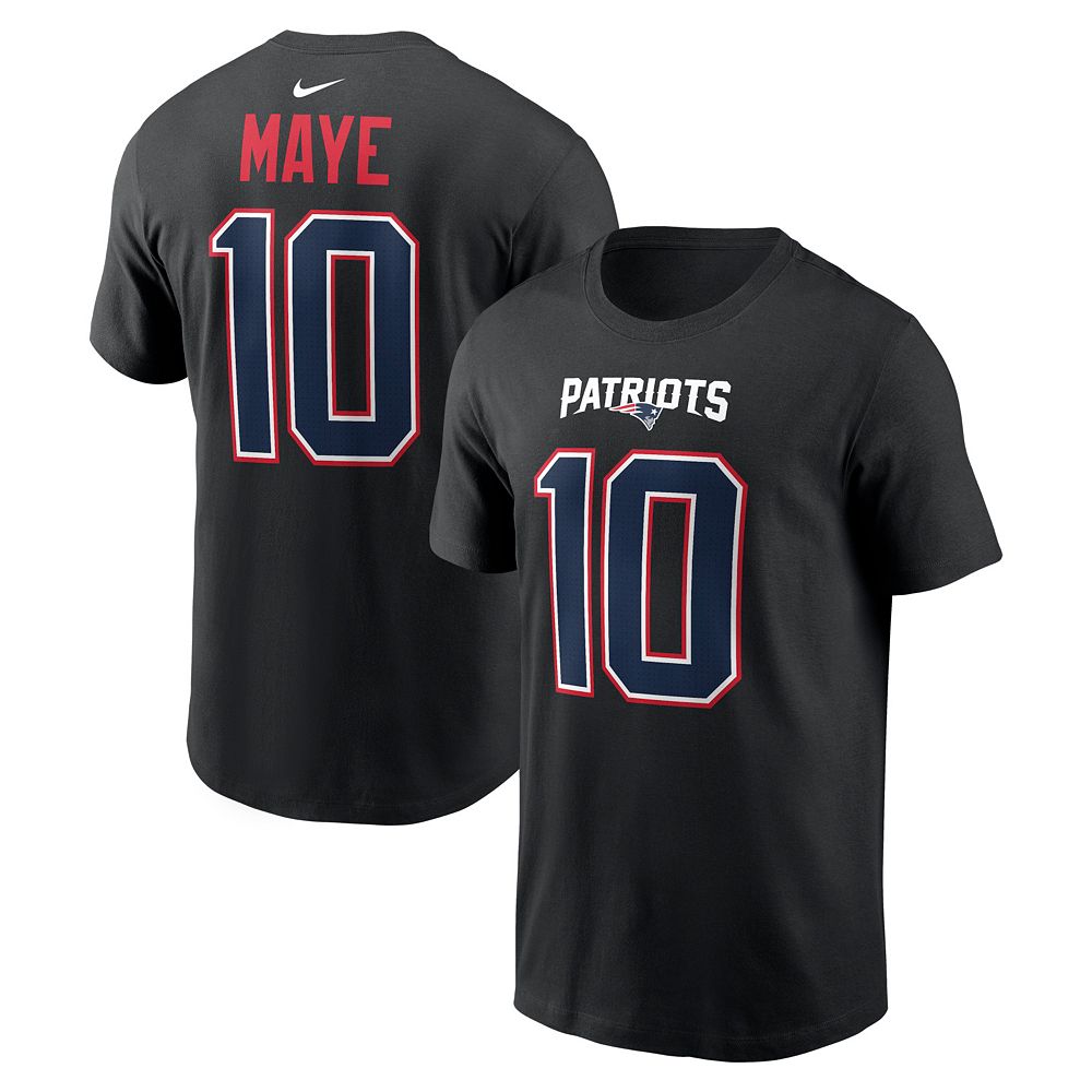 Men's Nike Drake Maye Black New England Patriots Carbon Name & Number T ...