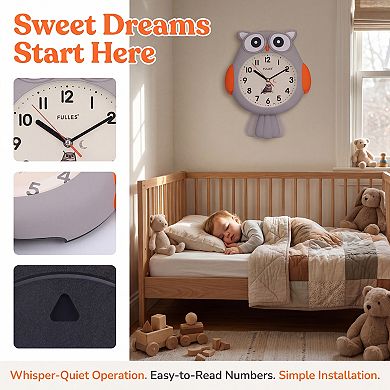 Lovely Owl Wall Clock, Silent Non Ticking Clocks with Owl Dial Accent ...