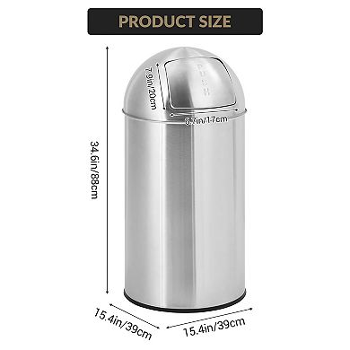 18 Gallon Trash Can, Stainless Steel Rubbish Bin,Outdoor Commercial ...