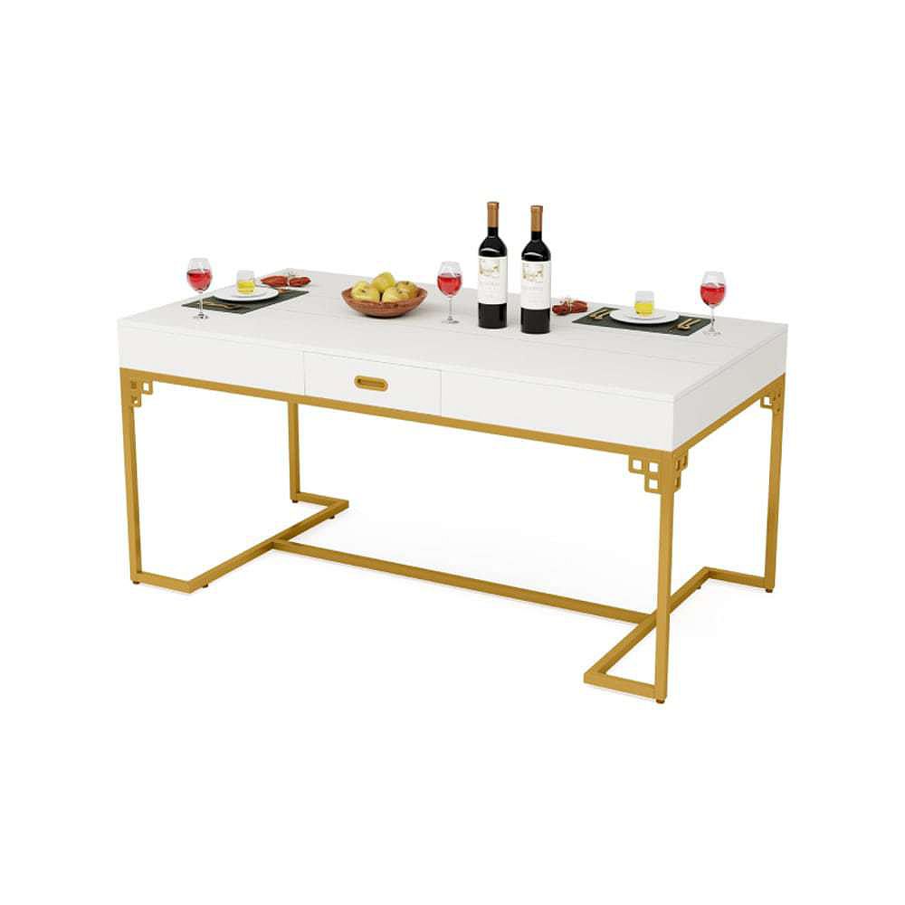 Rectangular Gold Metal Frame Dining Table
