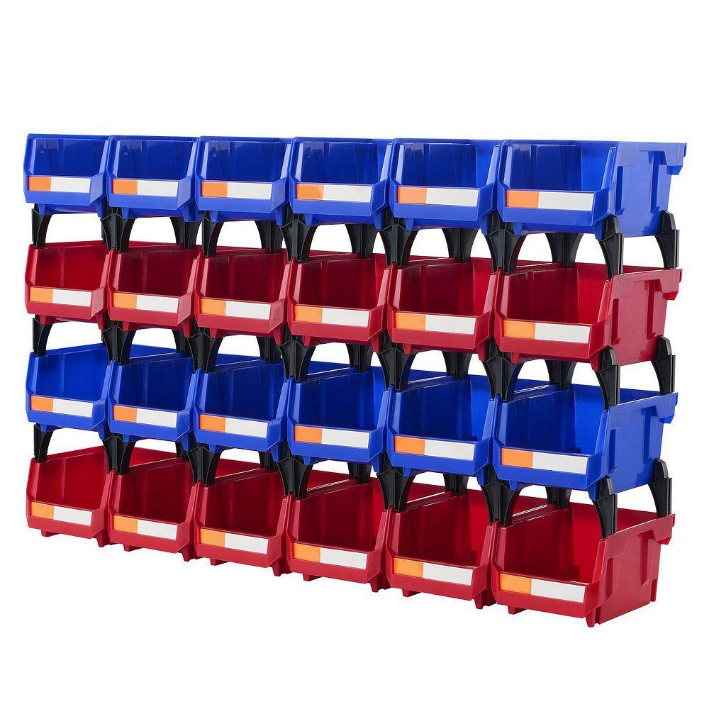 24-Piece Stackable Plastic Storage Bins Set for Office Craft Garage or ...