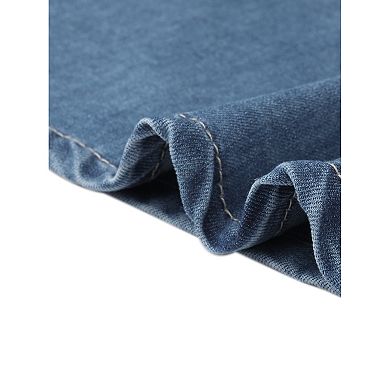 Denim Maxi Skirt for Women Elastic Waist Casual A Line Long Jean Skirts