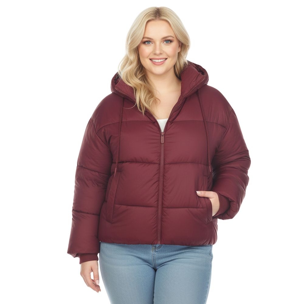 Plus Size Hooded Puffer Jacket with Front Pockets