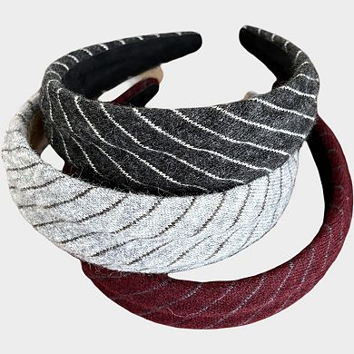 Womens Wide Twill Fabric Headbands Two Pack Soft Padded Stripe Design ...