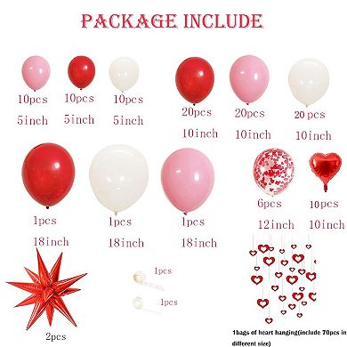 Red & Pink Valentine's Day Balloon Decor with Heart Balloons & Swirls ...