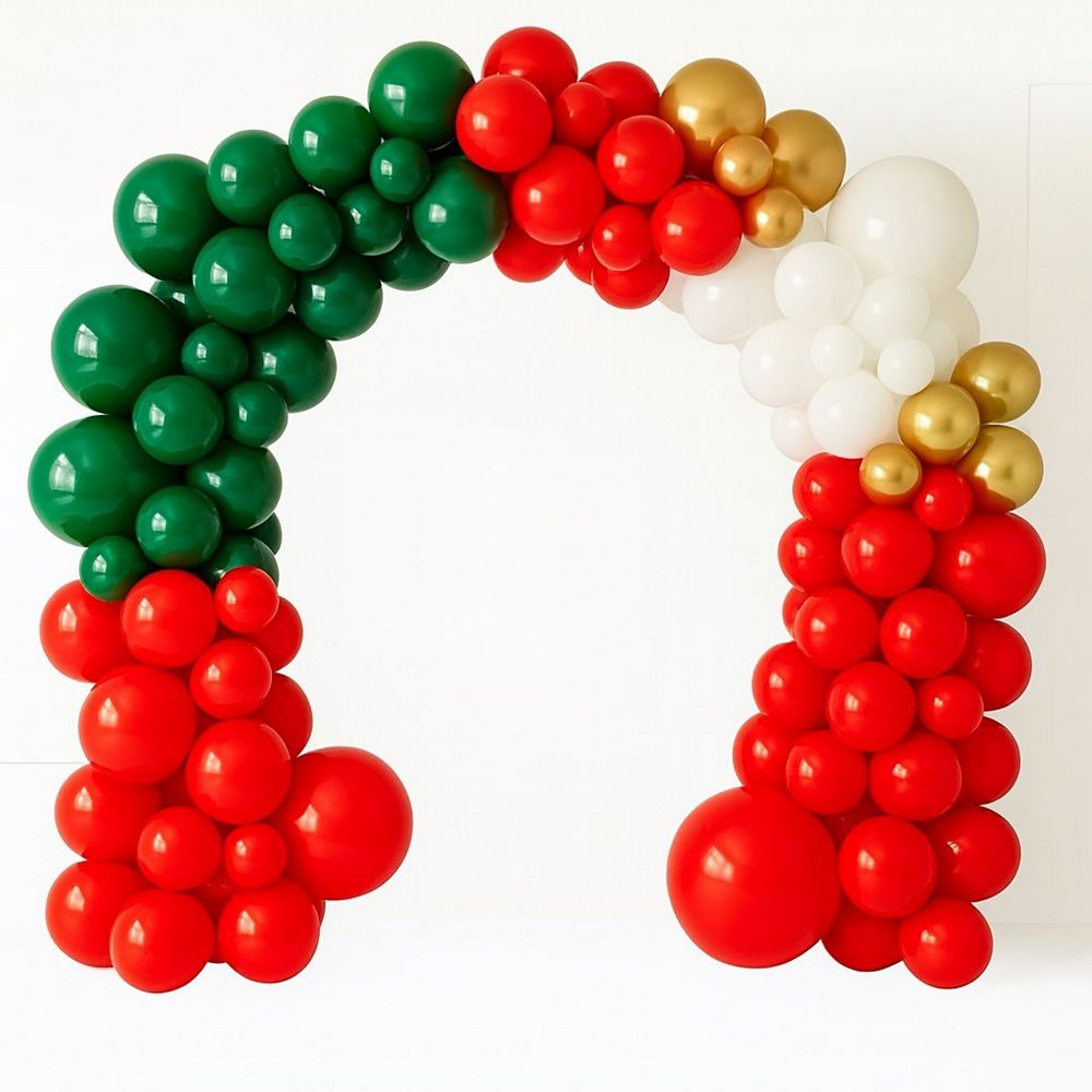 Christmas Balloon Arch Kit 140pcs Red, Green, White & Gold for Holiday ...