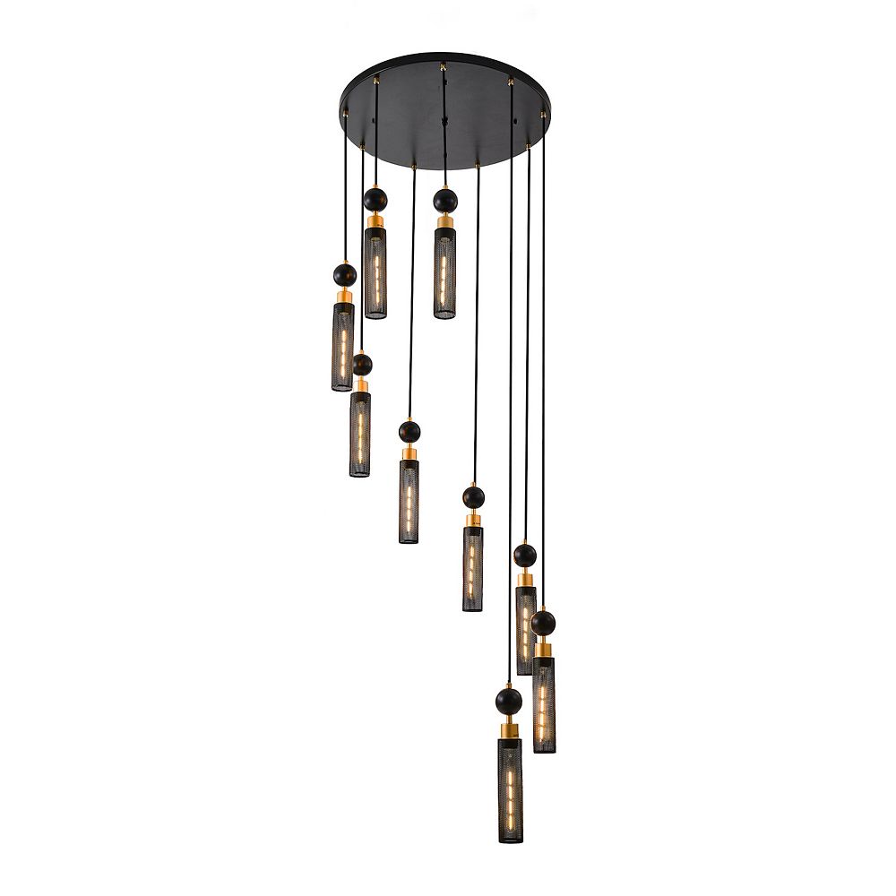 ELEMENT ACE Modern Industrial Nine-Light Adjustable Pendant Chandelier ...