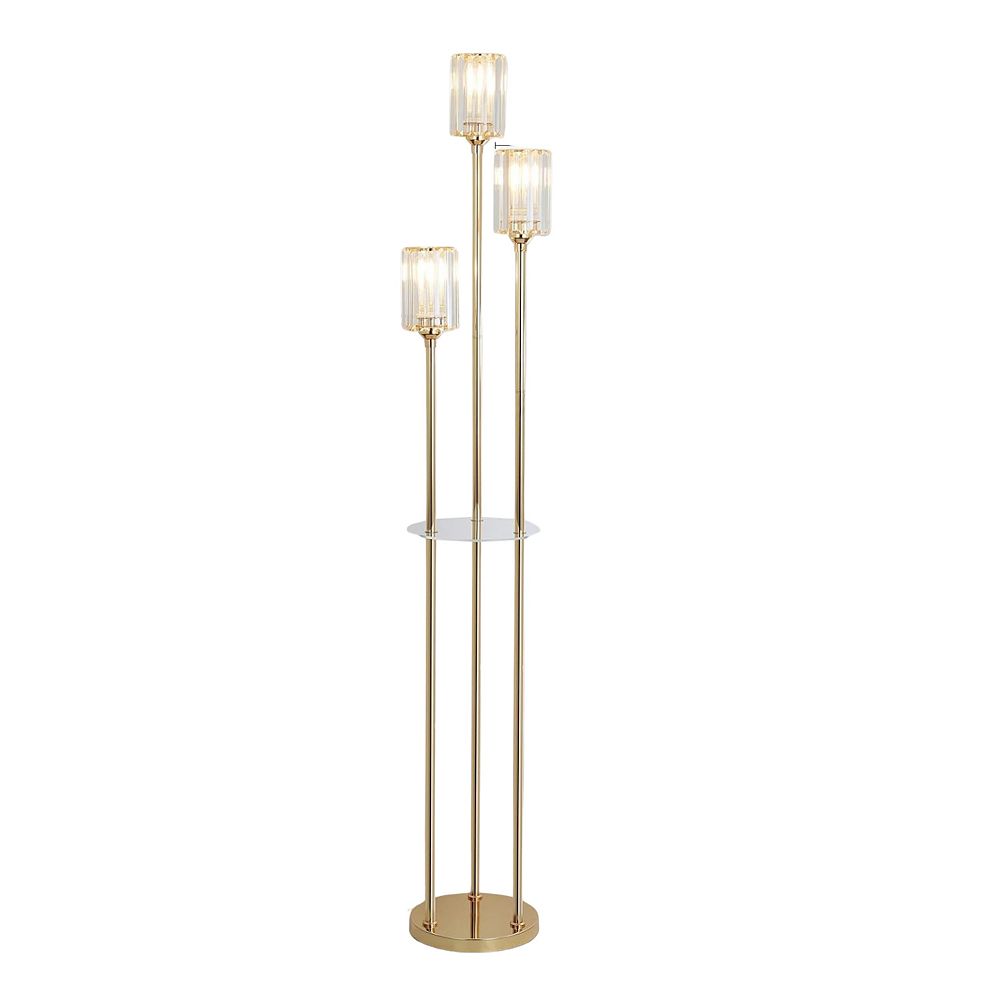 ELEMENT ACE Modern Crystal Floor Lamp with Shelves for Living Room and ...