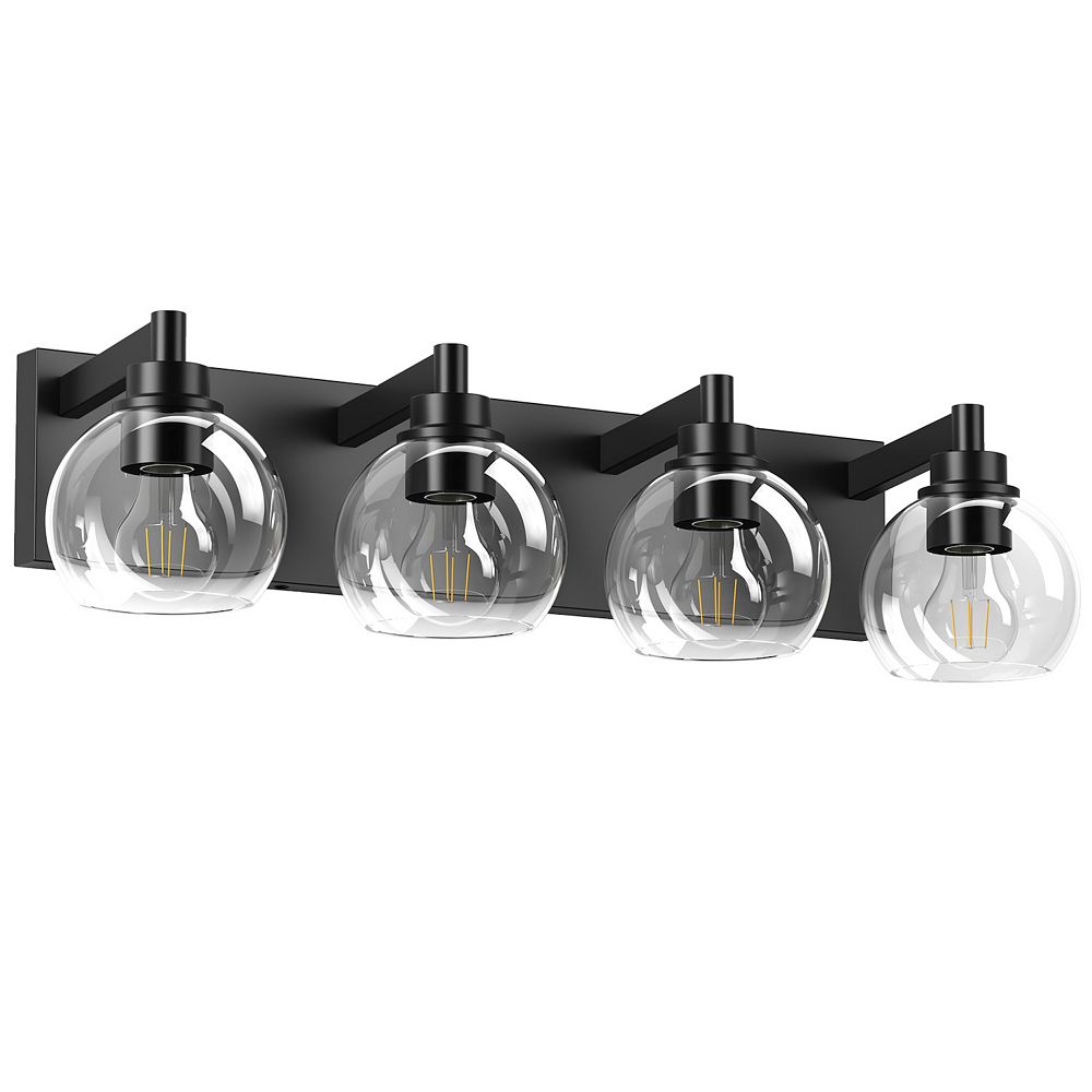 ELEMENT ACE 4-Light Industrial Vanity Lighting Fixture with Clear Glass ...