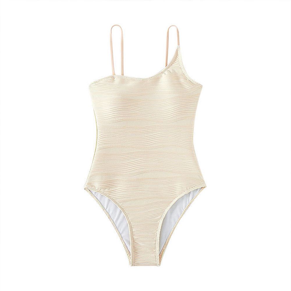 Women's Swimwear Ribbed One-Piece Swimsuit Adjustable Spaghetti Strap ...