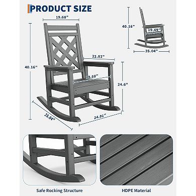 1 PCS Outdoor Rocking Chair, HDPE Patio Rocking Chair for Deck, Pool ...