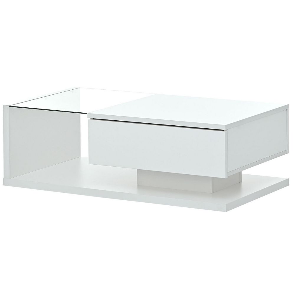 Whisen Modern 2-Tier Coffee Table with Tempered Glass, High-gloss UV ...