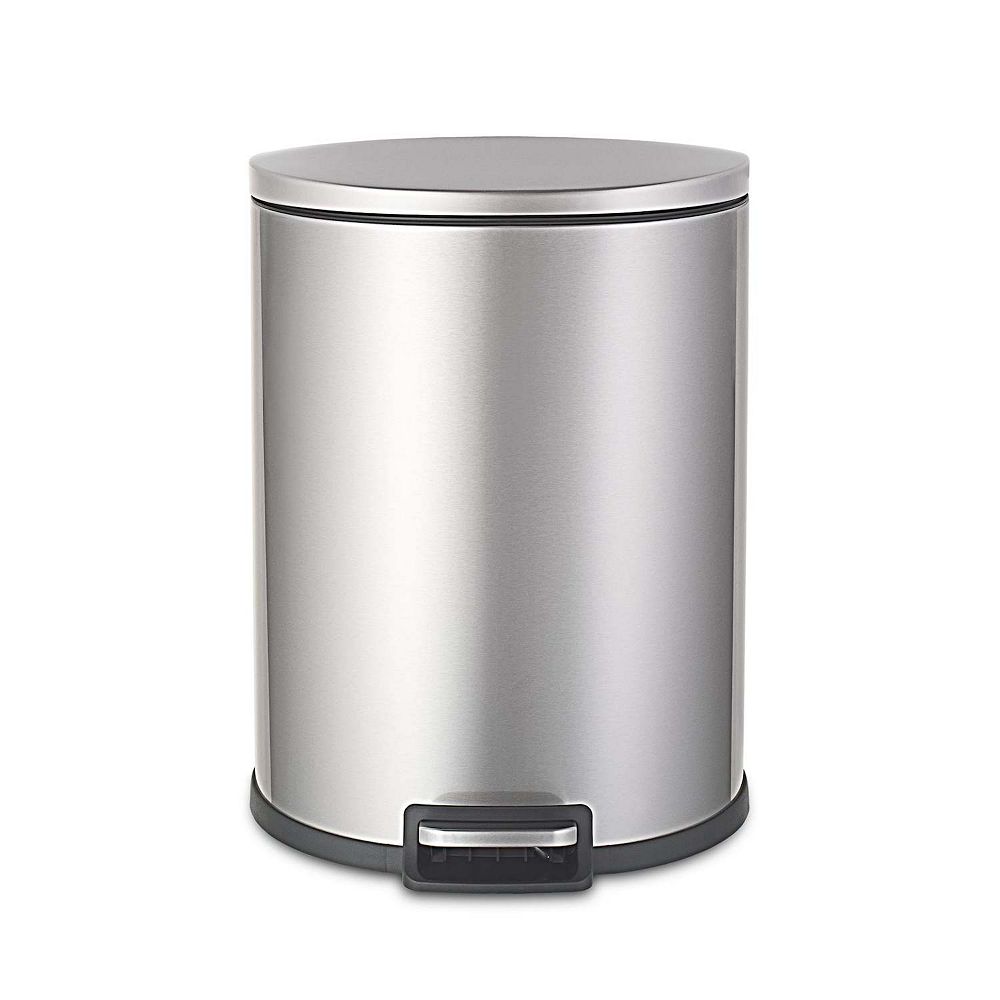 Ninestars D-Shape 13-Gallon Stainless Steel Step-On Trash Can