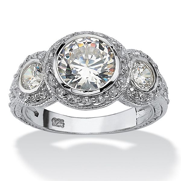 PalmBeach Jewelry 3.09 TCW White Round Cubic Zirconia .925 Sterling ...