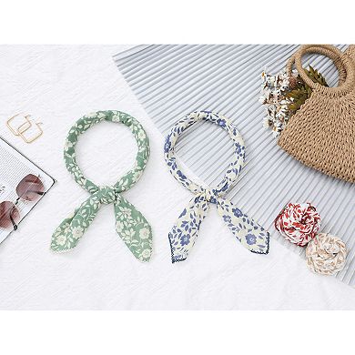 Women's Rose Vintage Scarf, Retro Square Cotton Linen Neckerchief ...