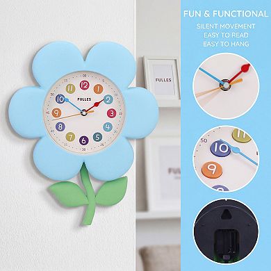 Flower Design Wall Clock, Silent Non Ticking Colorful Numbers Clocks ...
