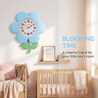 Flower Design Wall Clock, Silent Non Ticking Colorful Numbers Clocks ...
