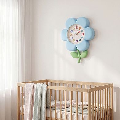 Flower Design Wall Clock, Silent Non Ticking Colorful Numbers Clocks ...