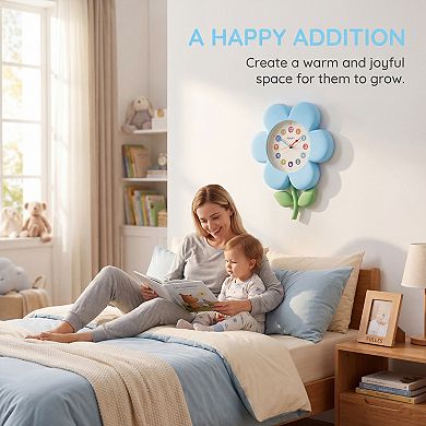 Flower Design Wall Clock, Silent Non Ticking Colorful Numbers Clocks ...