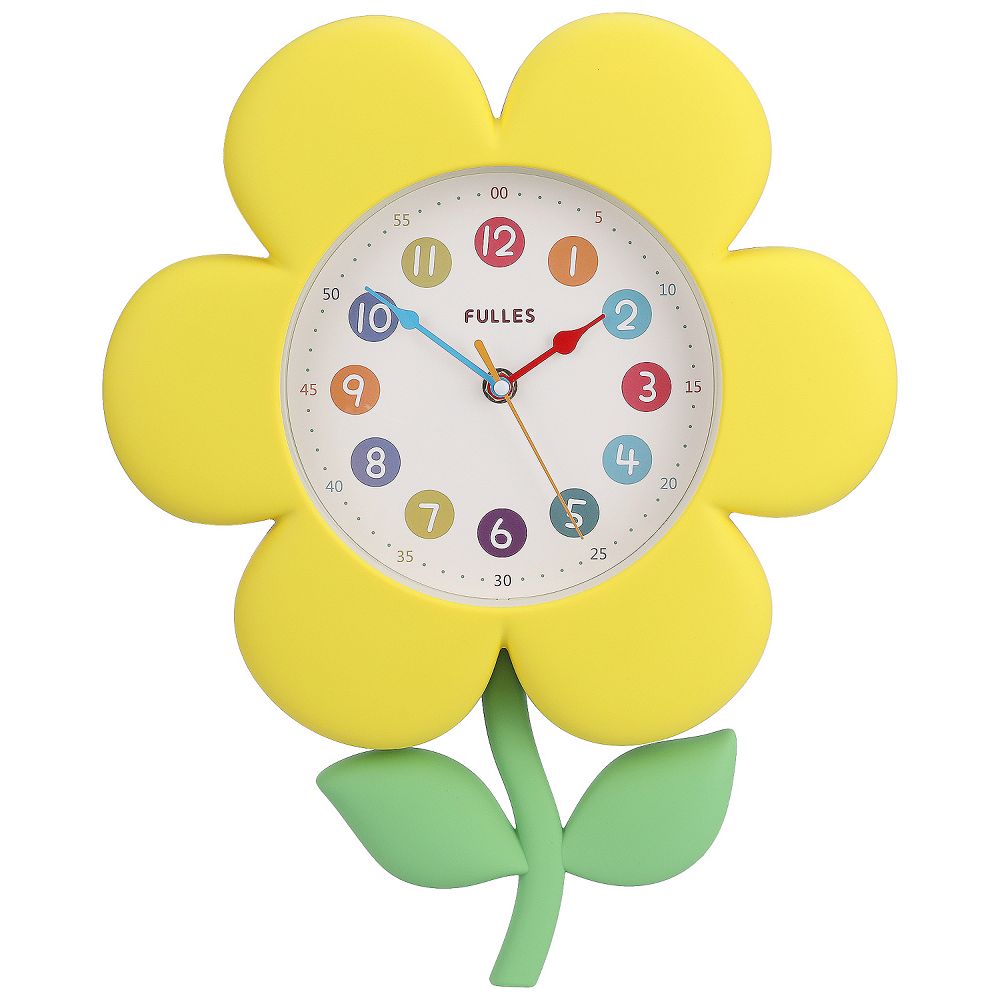 Flower Design Wall Clock, Silent Non Ticking Colorful Numbers Clocks ...