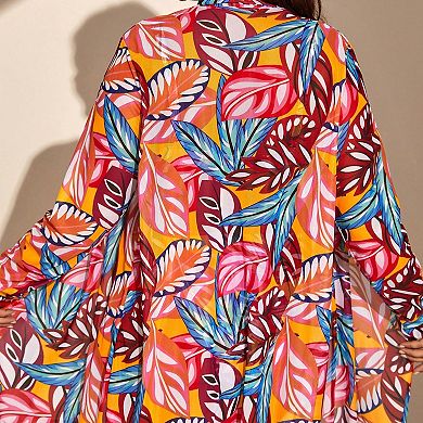 Women's Plus Size Swimsuit 3 Piece Set Tropical Print Bikini with Sheer ...