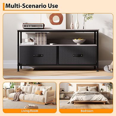 50 In TV Stand for Living Room, Dresser-Style TV Stand with 2 Drawers ...