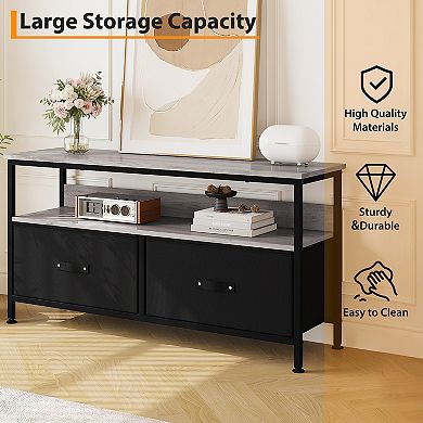 50 In TV Stand for Living Room, Dresser-Style TV Stand with 2 Drawers ...