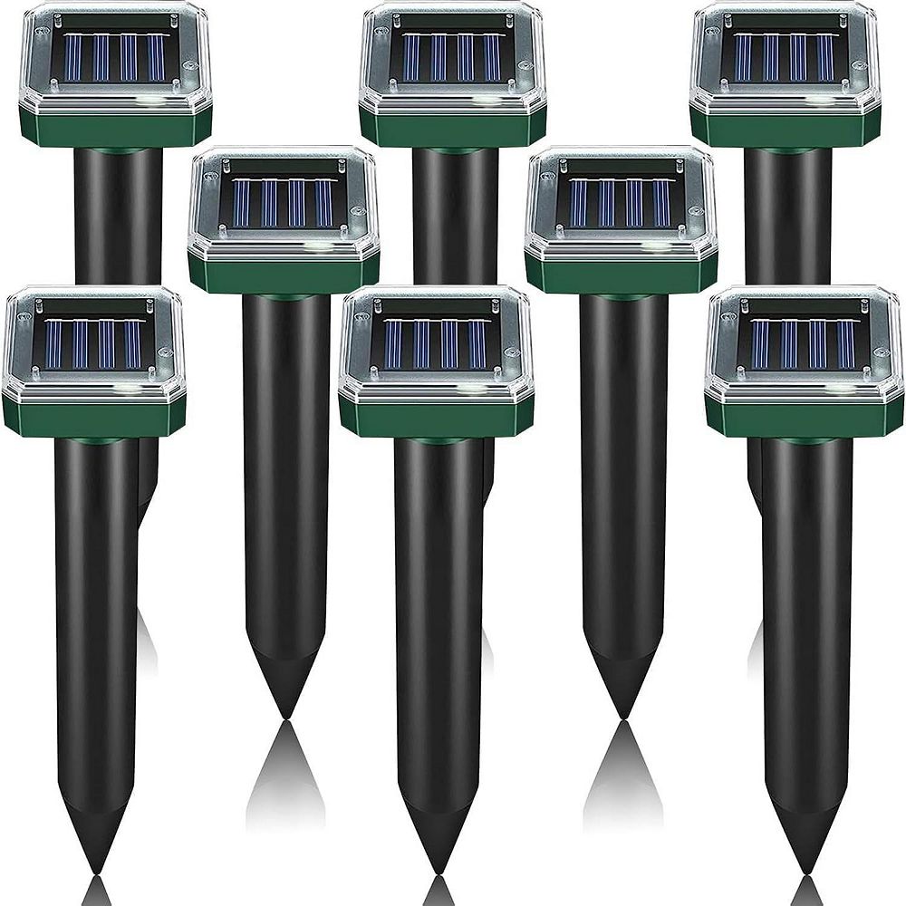 8 Pack Solar Sonic Mole Repellent Spikes Outdoor Pest Control for Lawn