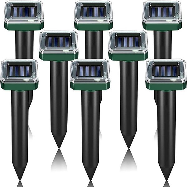 8 Pack Solar Sonic Mole Repellent Spikes Outdoor Pest Control for Lawn