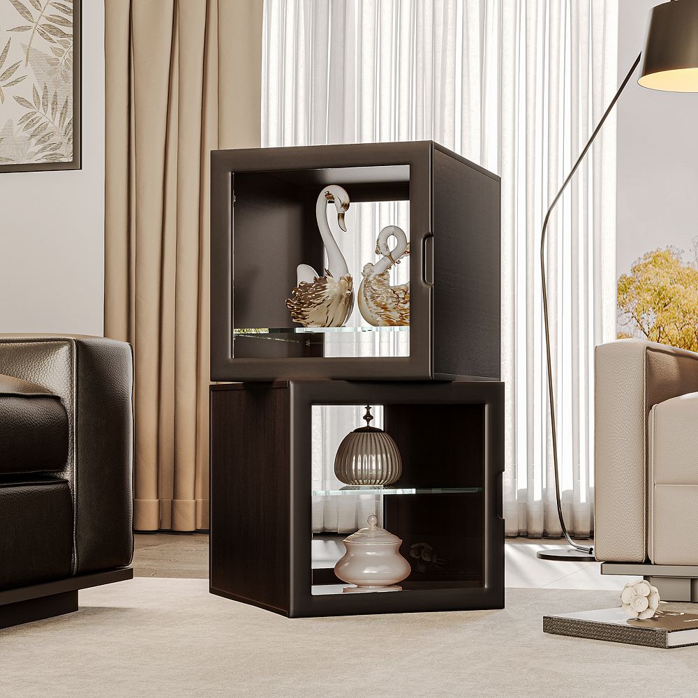 Dual-Sided Glass Display Case, Modern Curio Cabinet with Adjustable ...