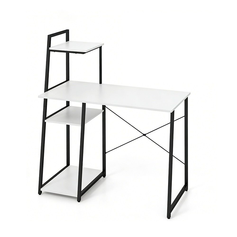 Gymax Home Office Desk Computer Desk w/ Bookshelf Host Stand Metal ...