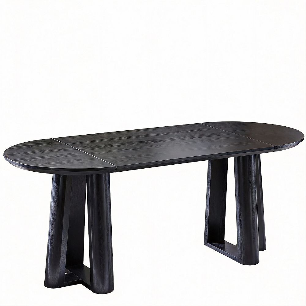 63 inches Oval Dining Table Triangular Pedestal Curved Edge Kitchen 6-8 ...